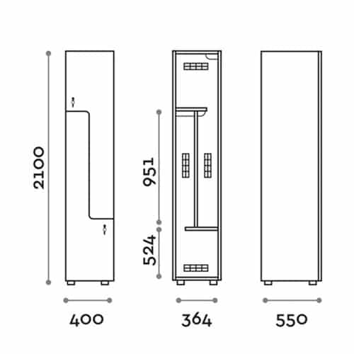 2-deurs lockerkast hout L-vorm - Lockers and More